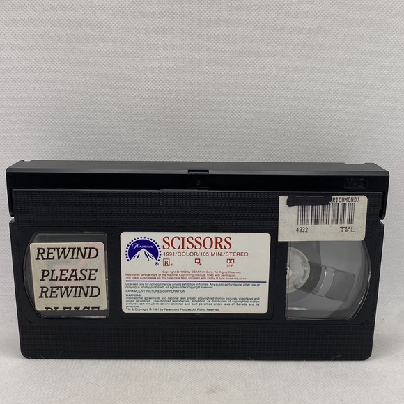 Paramount | Media | Scissors Vhs Video Starring Sharon Stone 991 | Poshmark